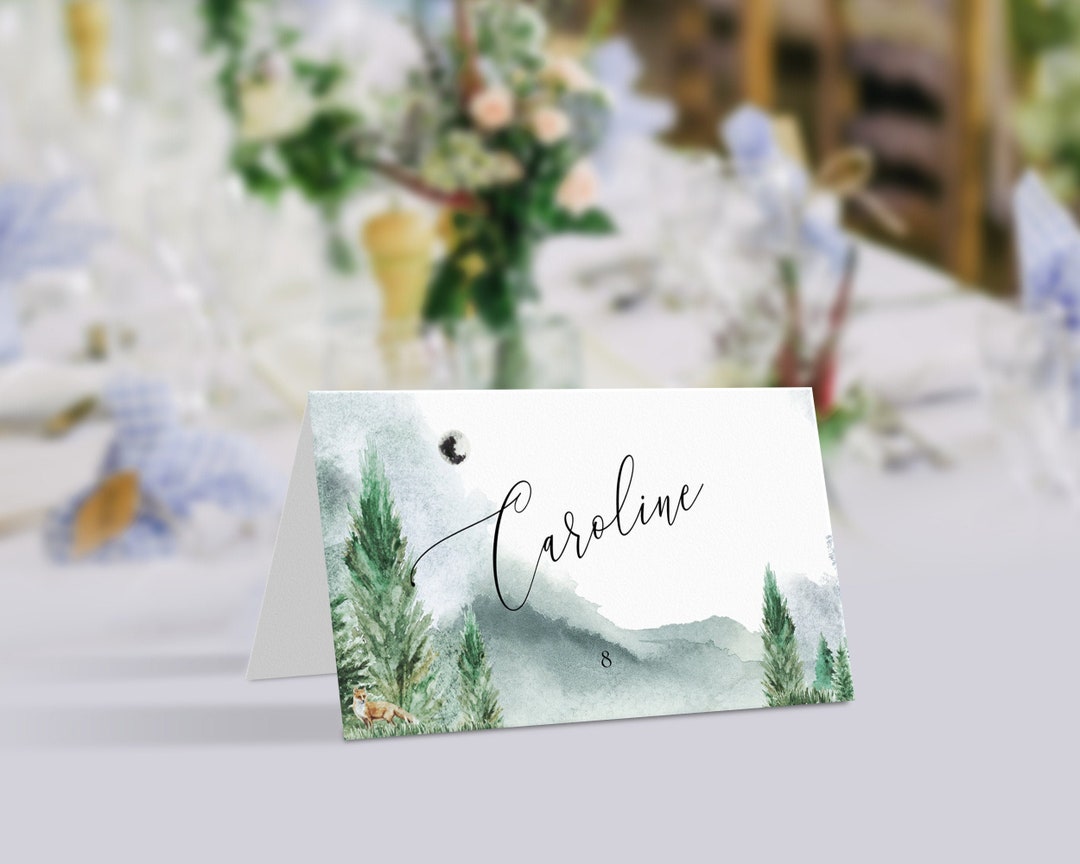 Rustic Wedding Place Names Template Woodland Printable Wedding Name ...