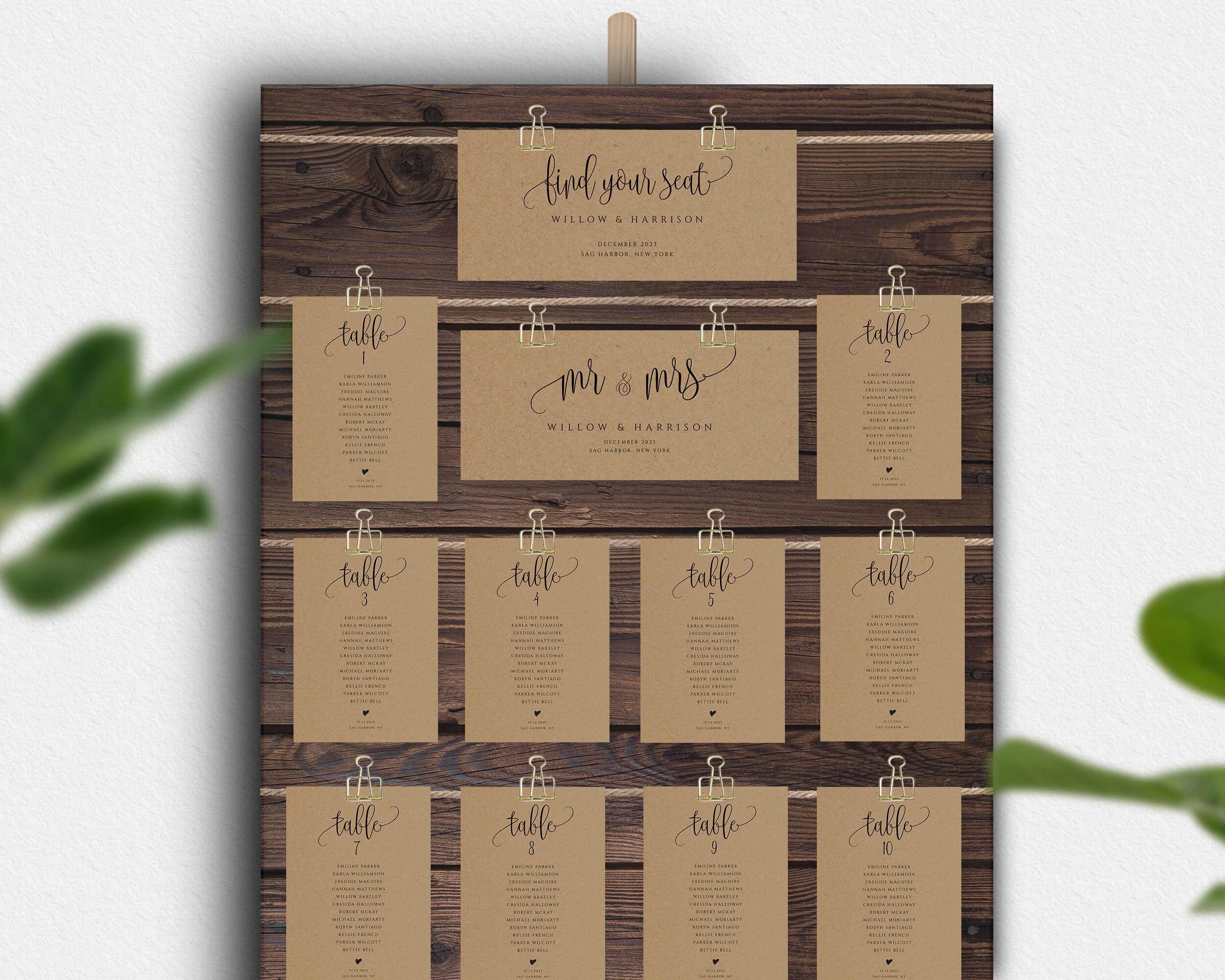 Rustic Wedding Seating Cards Template Table Numbers With | Etsy