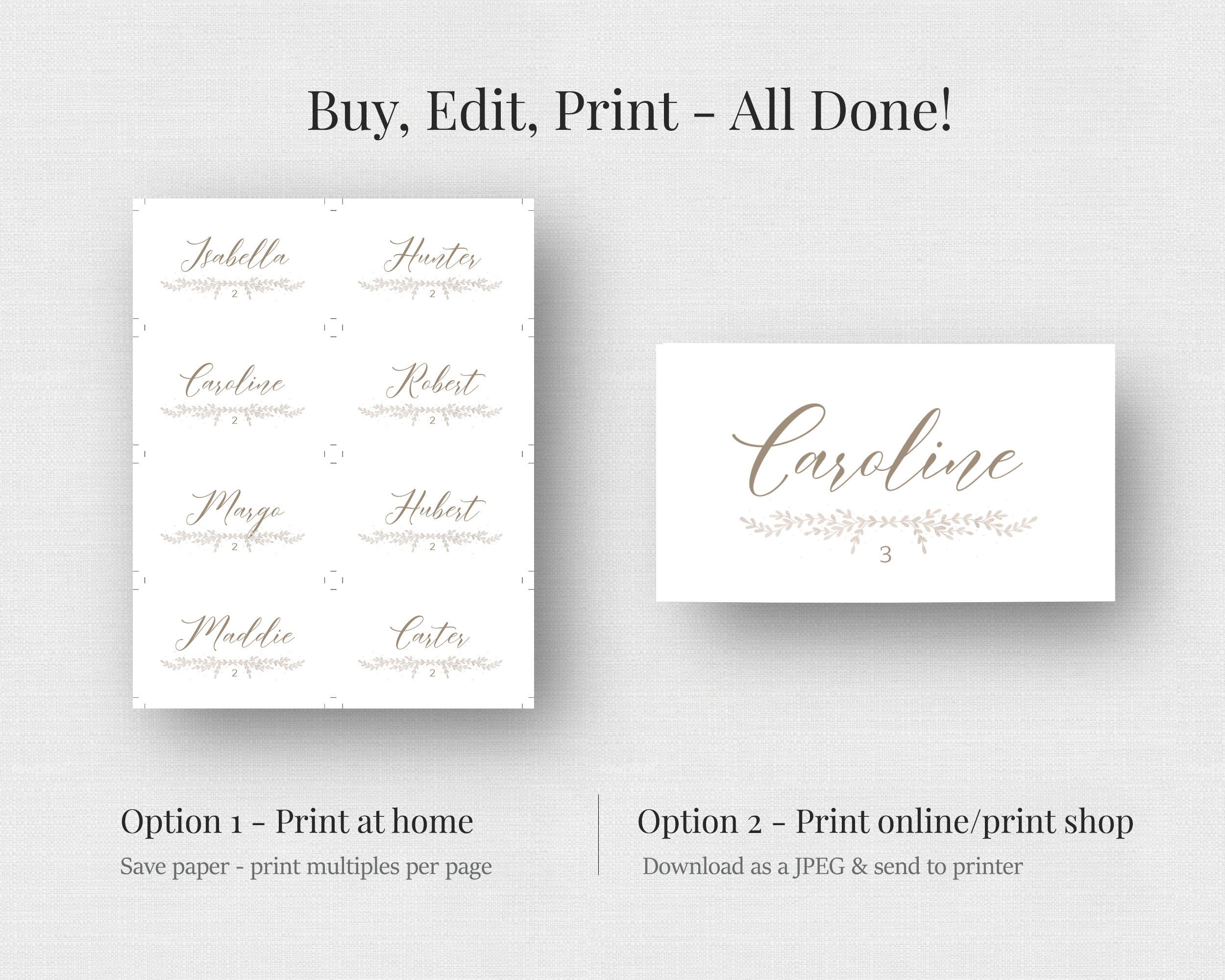 Rustic Wedding Place Names Template Modern Printable Wedding | Etsy