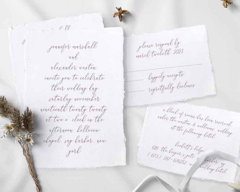 Handwritten Invitation Set Calligraphy Wedding Invitation - Etsy