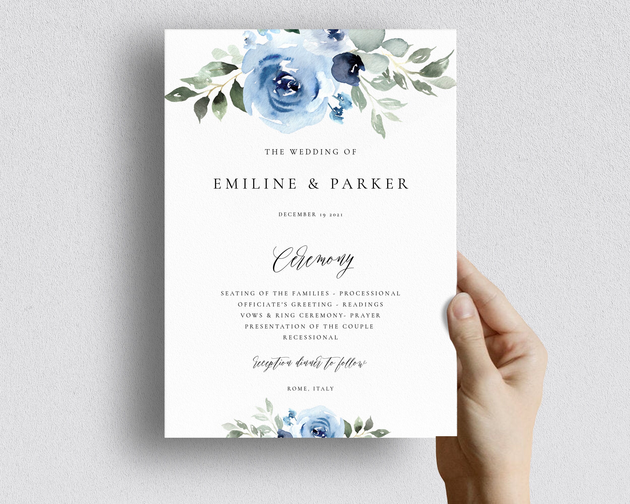 Dusty Blue Wedding Ceremony Program Printable Wedding Program - Etsy