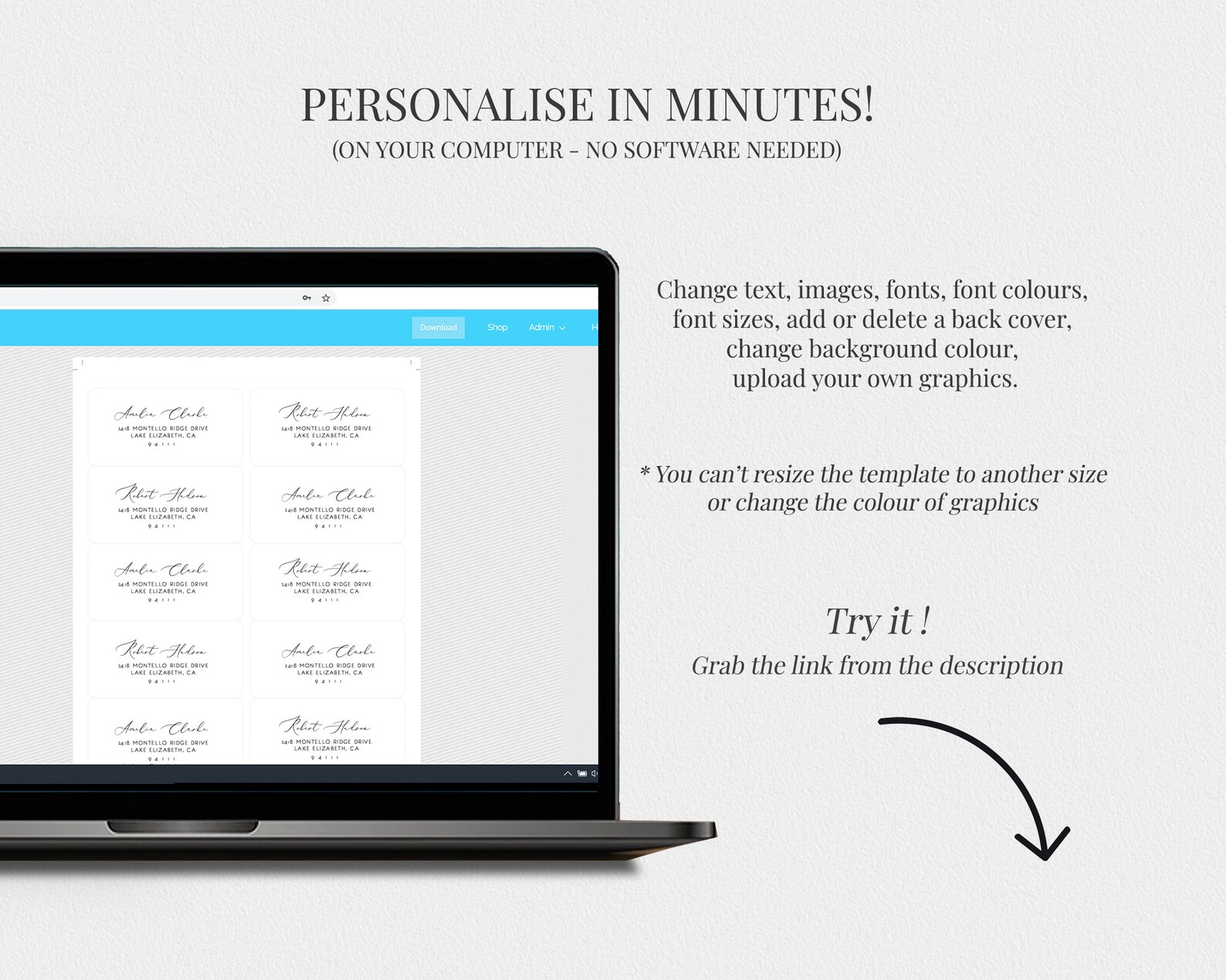 Printable Address Labels Template, 4x2 Avery Address Label, Editable ...