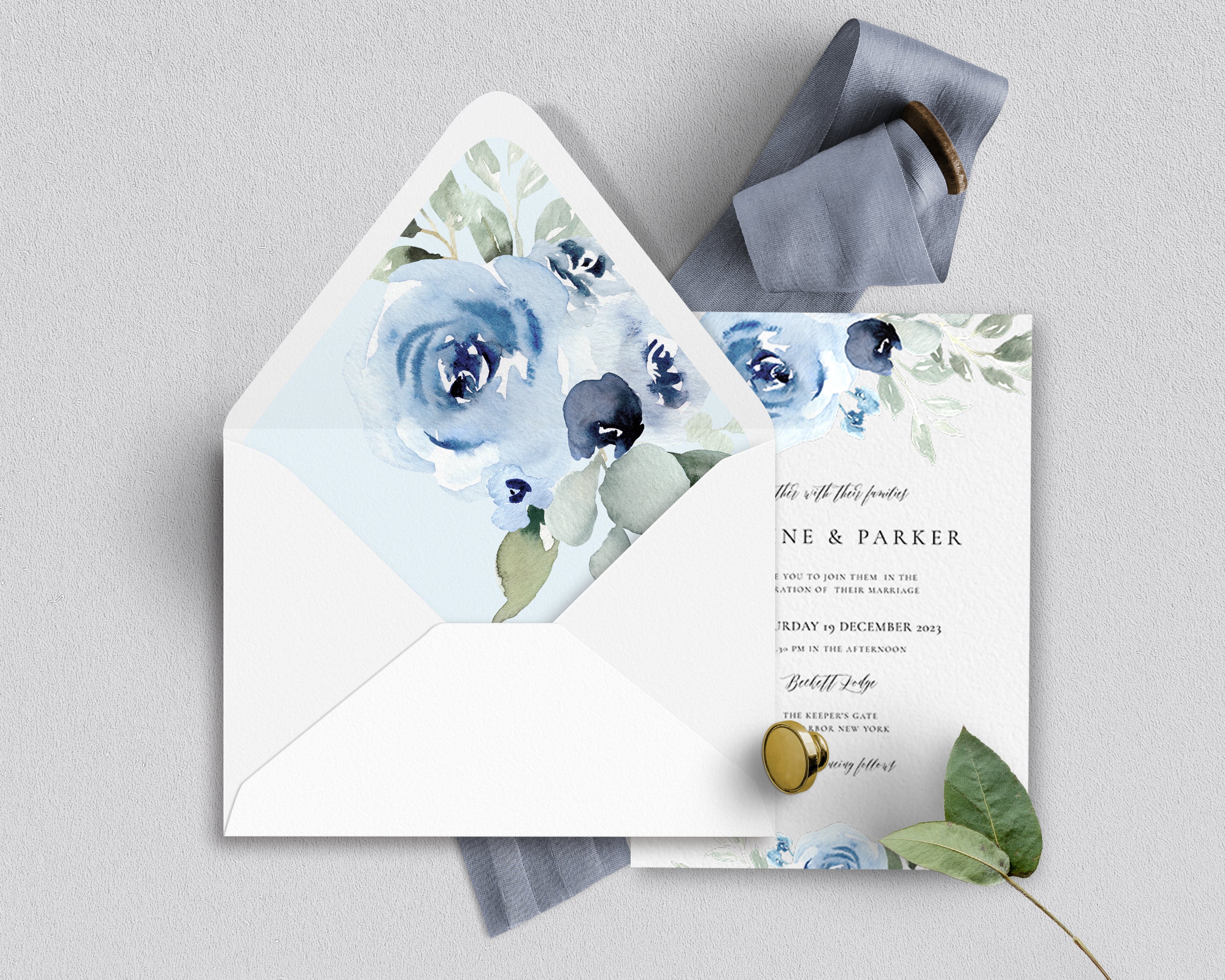 Dusty Blue Envelope Liner Template Printable Envelope Liner - Etsy