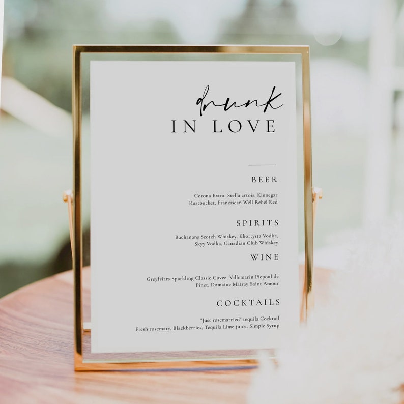 Printable Bar Menu Sign Large & Small Drinks Menu Template - Etsy