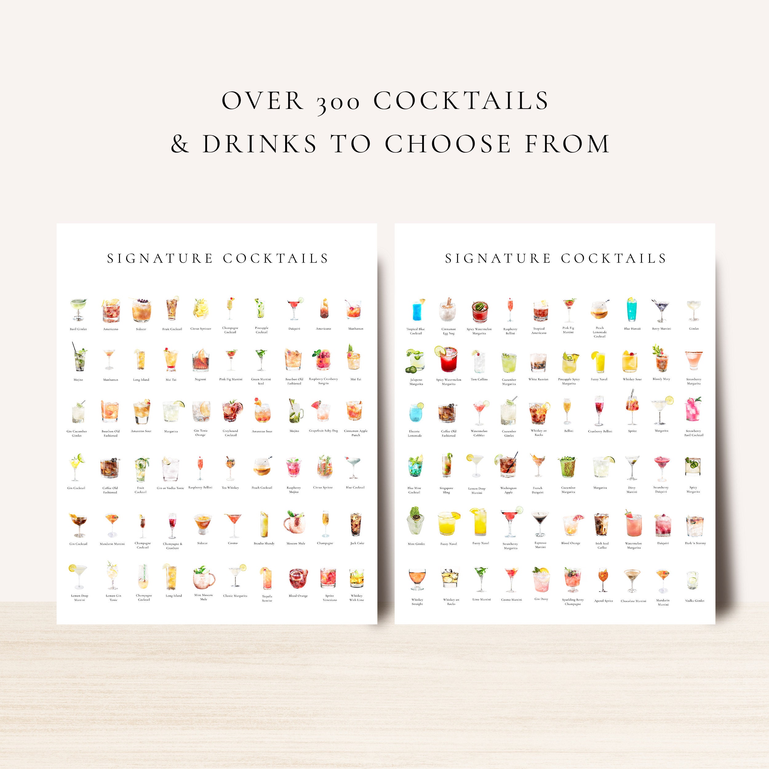 Printable Signature Cocktails Sign Bride Groom Cocktails - Etsy Australia