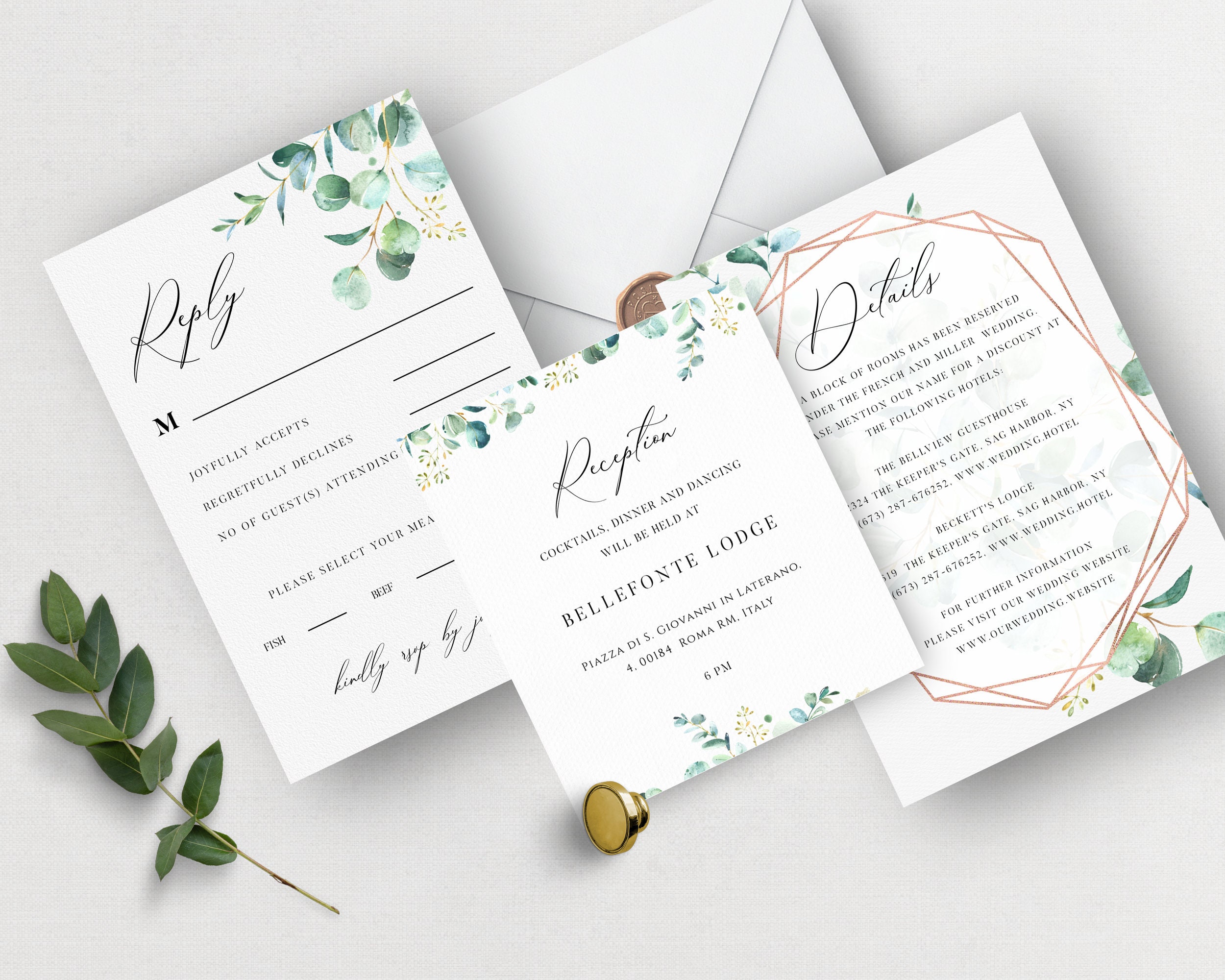 Greenery Wedding Invitation Set Printable Greenery Invitation - Etsy