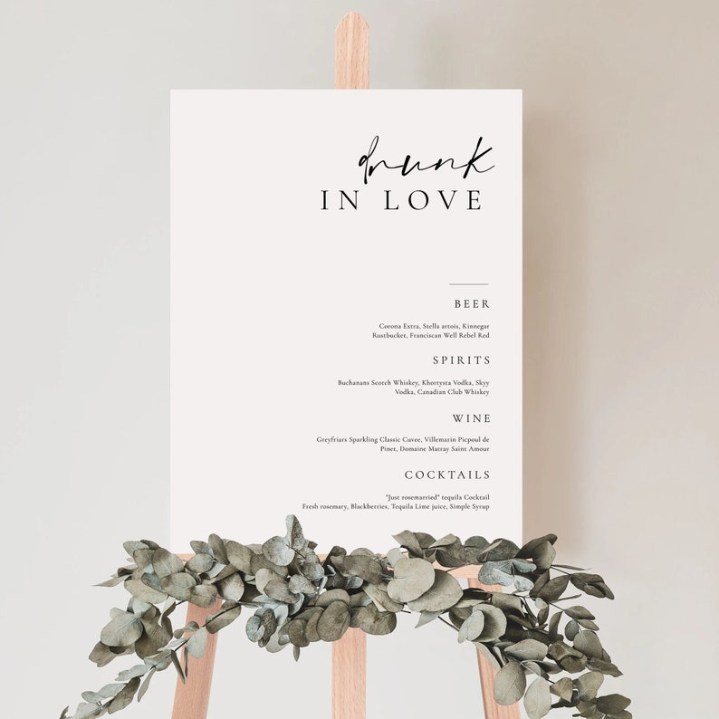 Printable Bar Menu Sign Large & Small Drinks Menu Template - Etsy