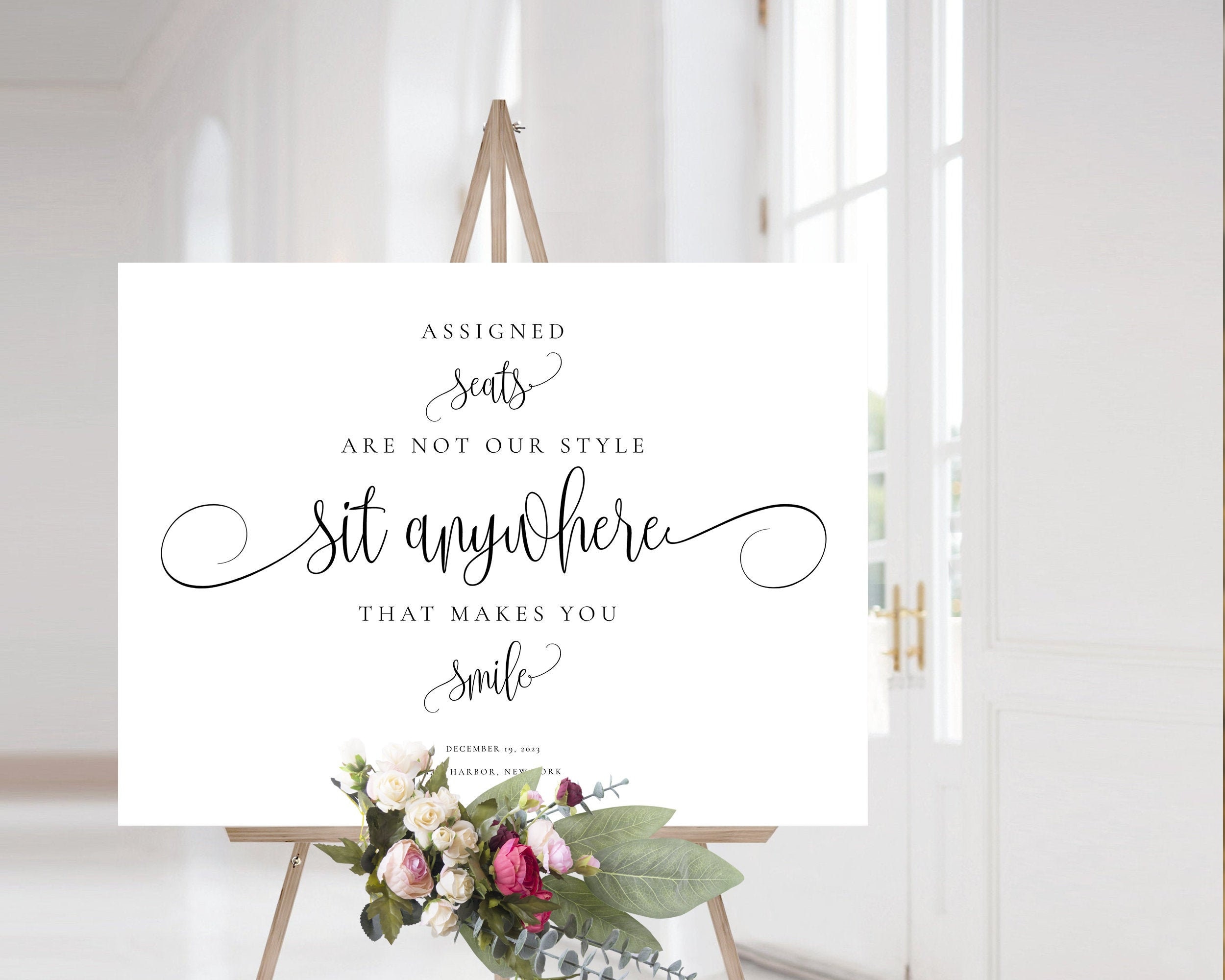 Sit Anywhere Wedding Sign Template Open Seating Sign - Etsy