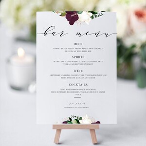 Printable Bar Menu Template Wedding Bar Menu Large Open Bar - Etsy