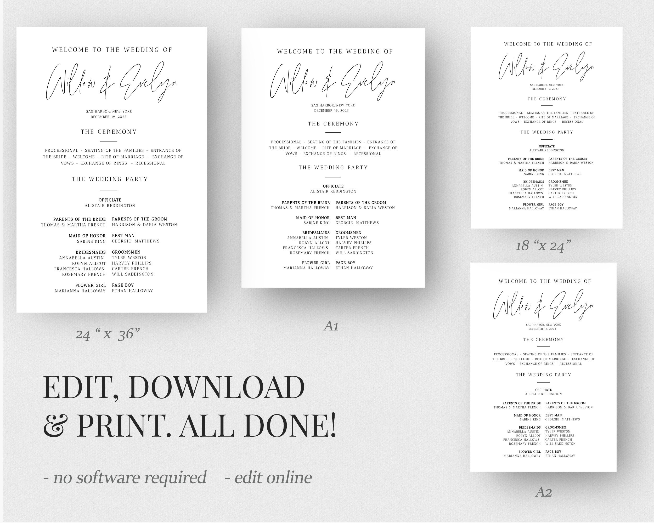 Order of Service Sign Program Sign for Wedding Wedding Day - Etsy UK