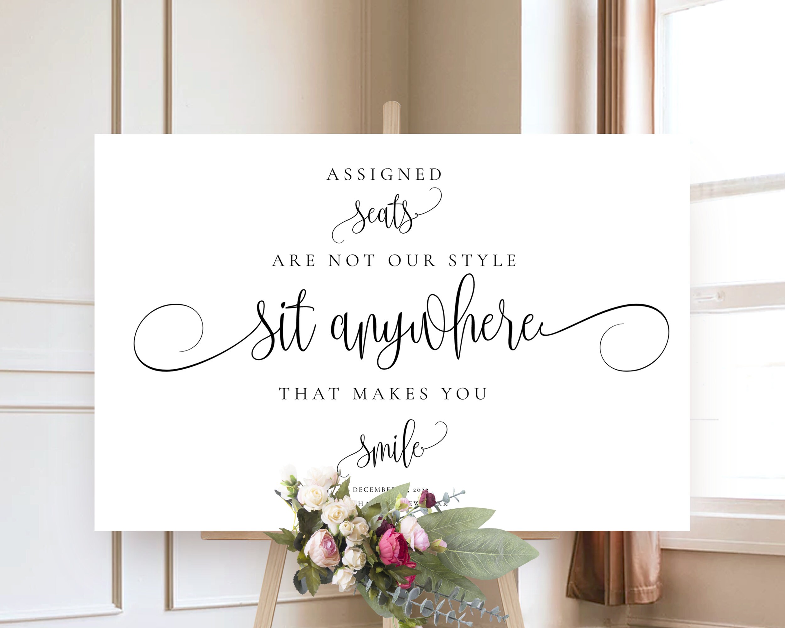 Sit Anywhere Wedding Sign Template Open Seating Sign - Etsy