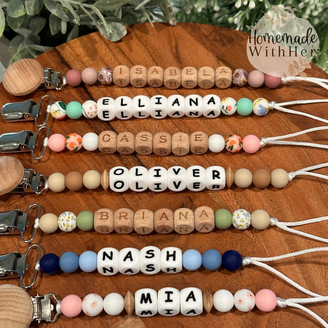 Personalized Name Pacifier Clips, Customizeable Baby Shower Gift, Baby ...