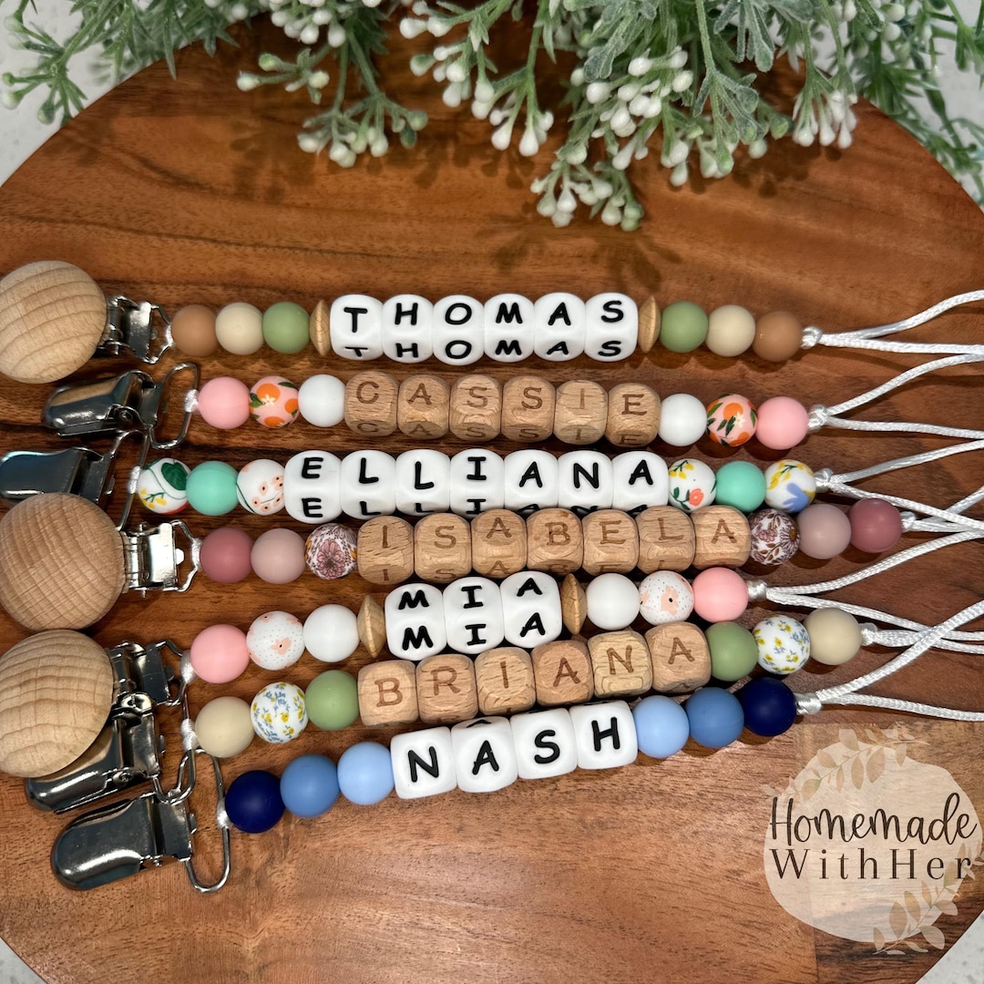 Personalized Silicone Pacifier Clip, Custom Baby Shower Gift - Etsy