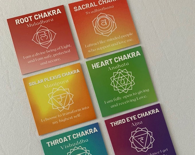CHAKRA CARD Set, 7 Chakras Cards, Laminated or Non-laminated, Front and ...