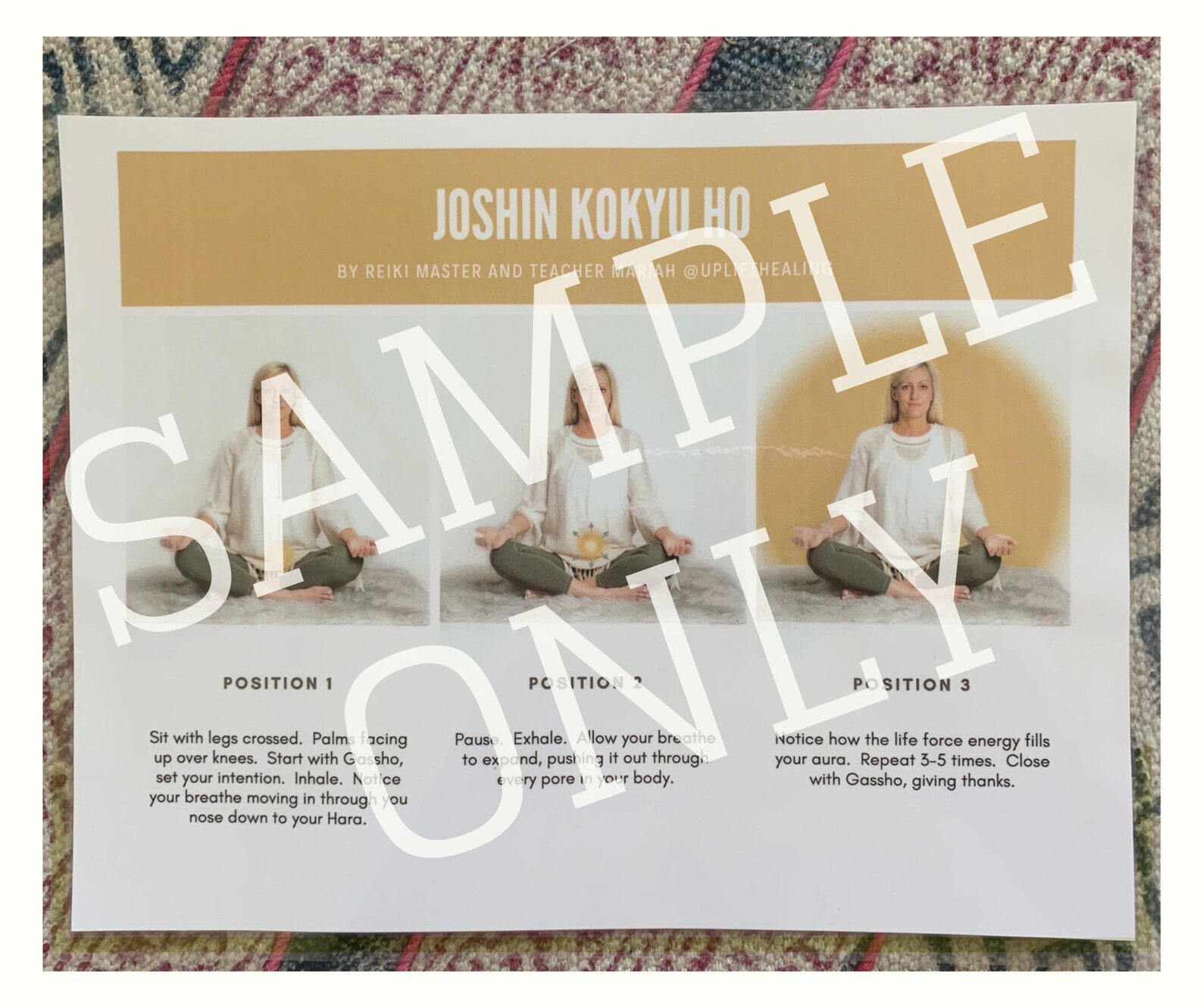 Joshin Kokyu Ho Reiki Meditation Reference Guide Chart, Laminated, Usui ...