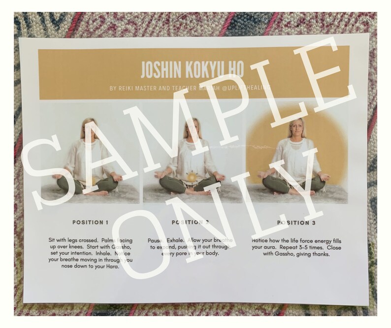 Joshin Kokyu Ho Reiki Meditation Reference Guide Chart, Laminated, Usui ...