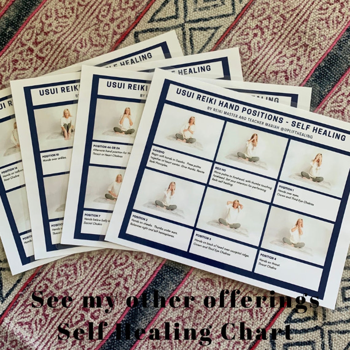 Healing Others Reiki Hand Positions Chart, Reference Guide, Laminated ...