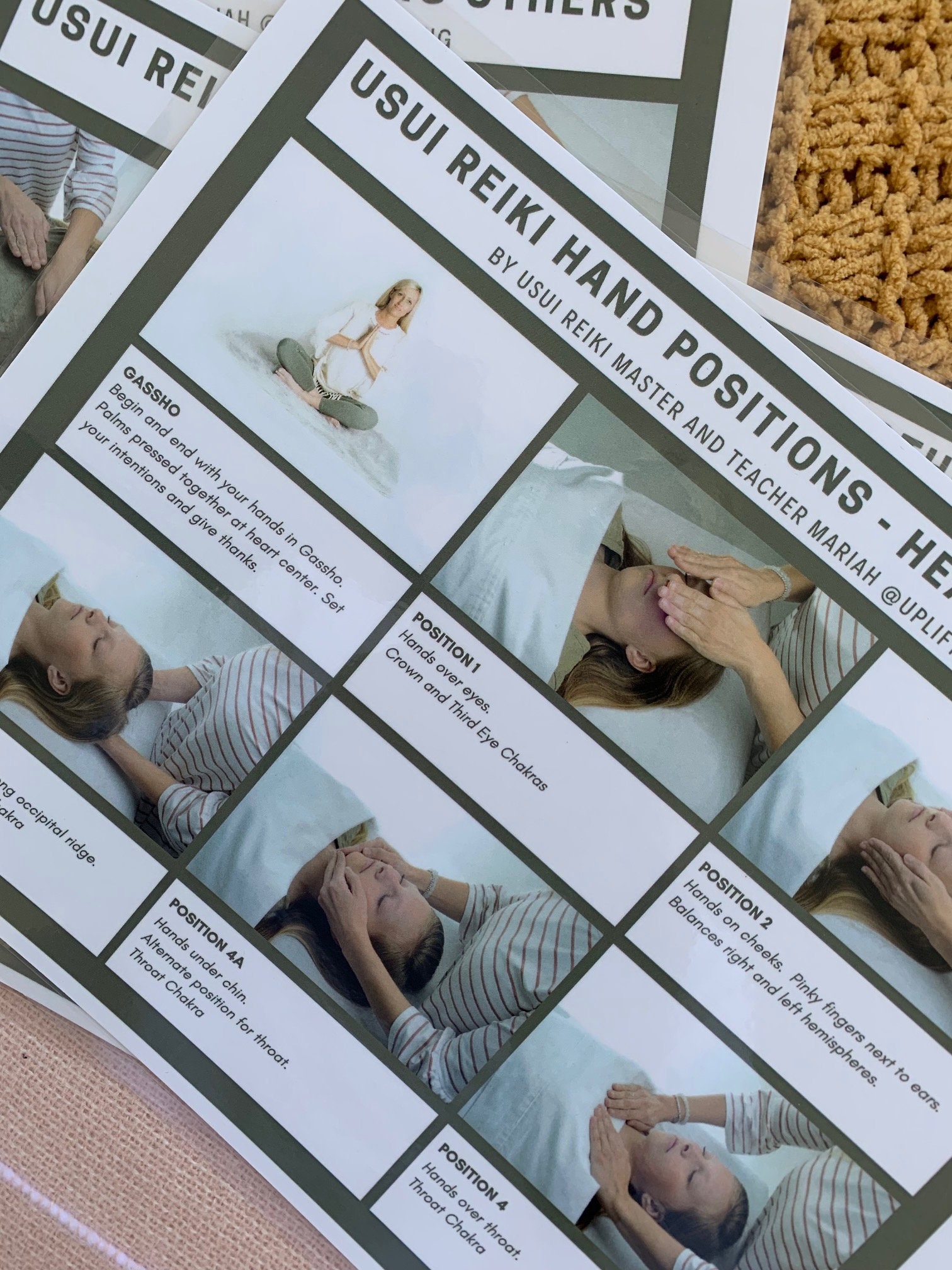 Healing Others Reiki Hand Positions Chart, Reference Guide, Laminated ...