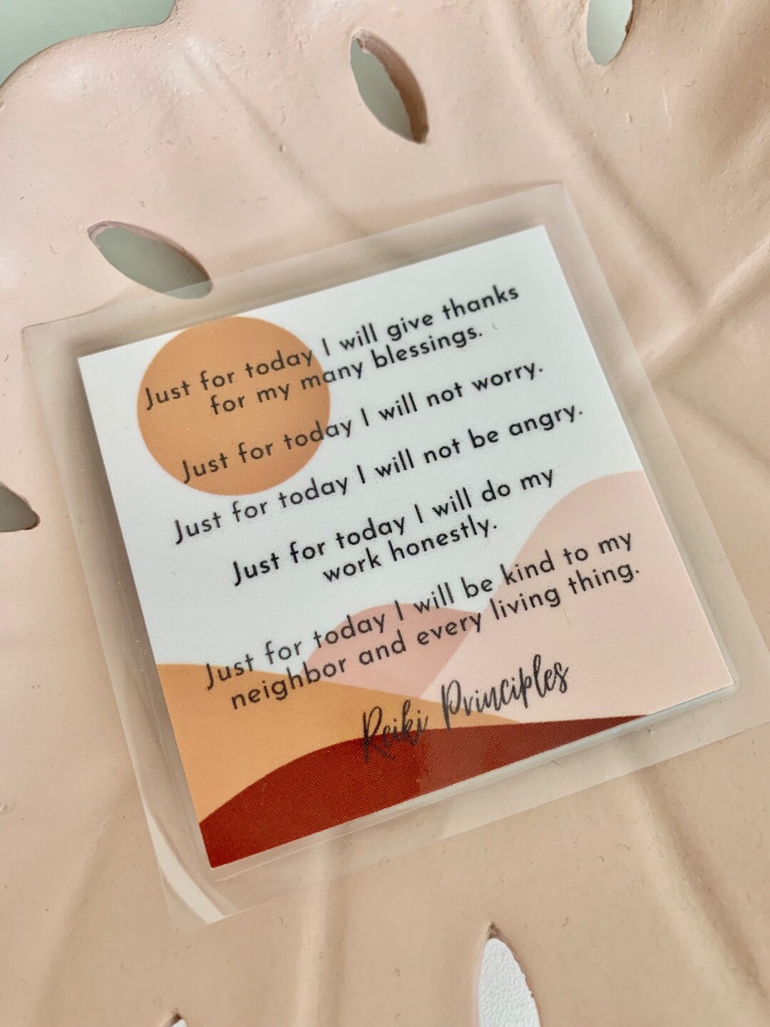 Reiki Principles Flip Card, 2.5 X 2.5 Inches, Pink, Reference Card ...