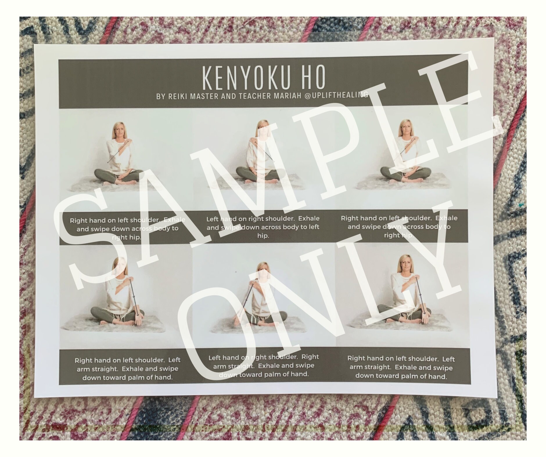 Kenyoku Ho Reiki Meditation Reference Guide Chart, Usui, Laminated ...