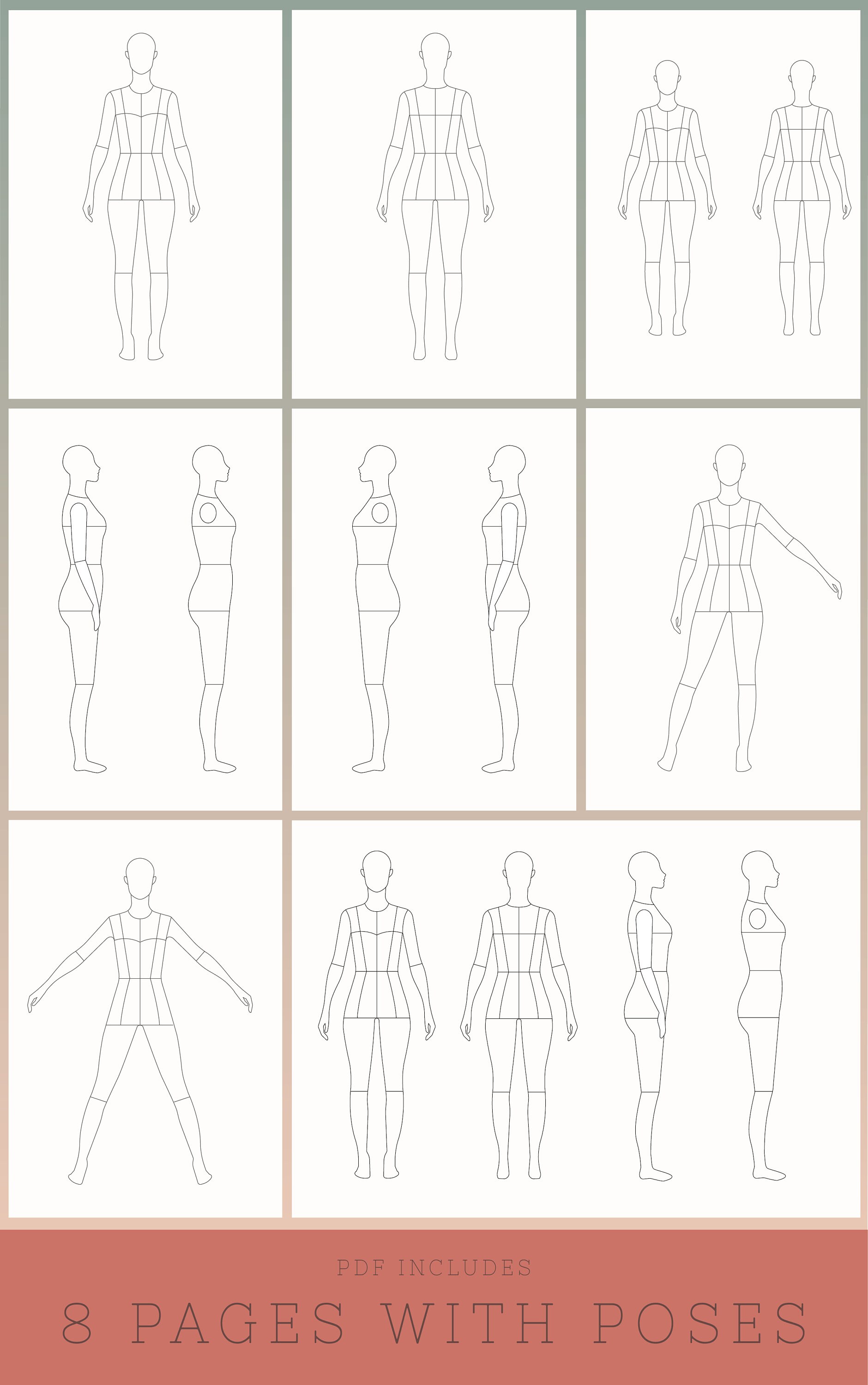 Drawing & Illustration Digital Male & female standard model for flat ...