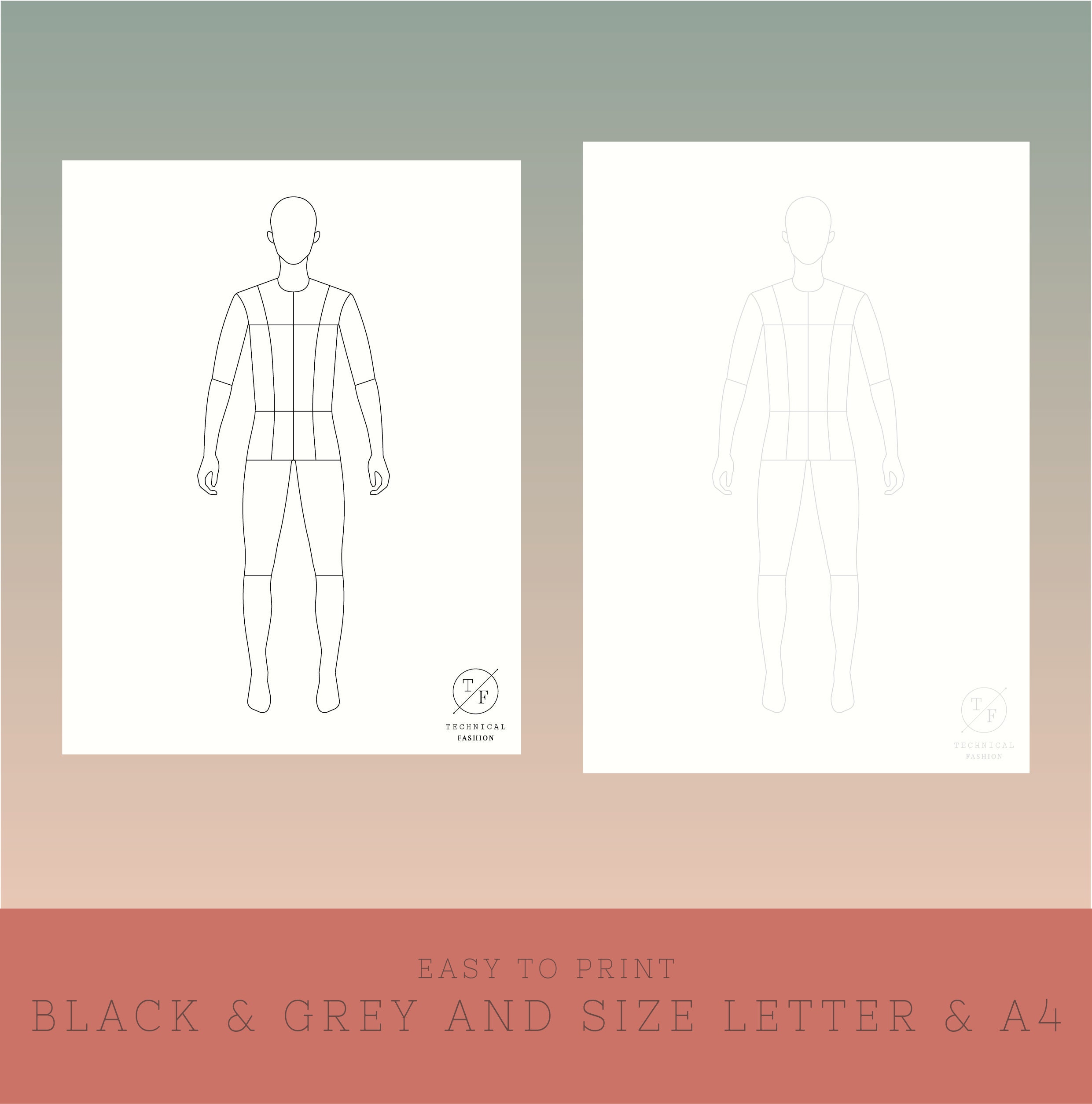 Drawing & Illustration Digital Male & female standard model for flat ...