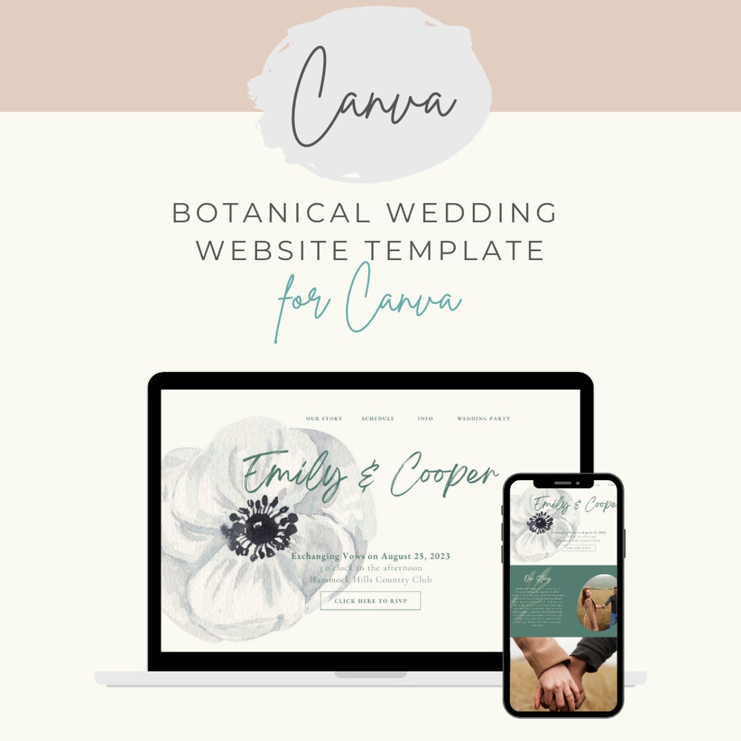 Canva Wedding Website Template, Canva Website, Save the Date Card ...