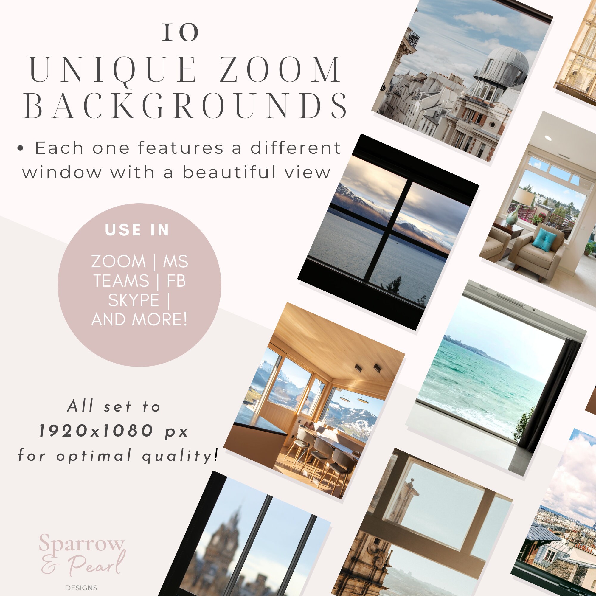 Room With a View 10 Individual Zoom Backgrounds Virtual Meeting ...