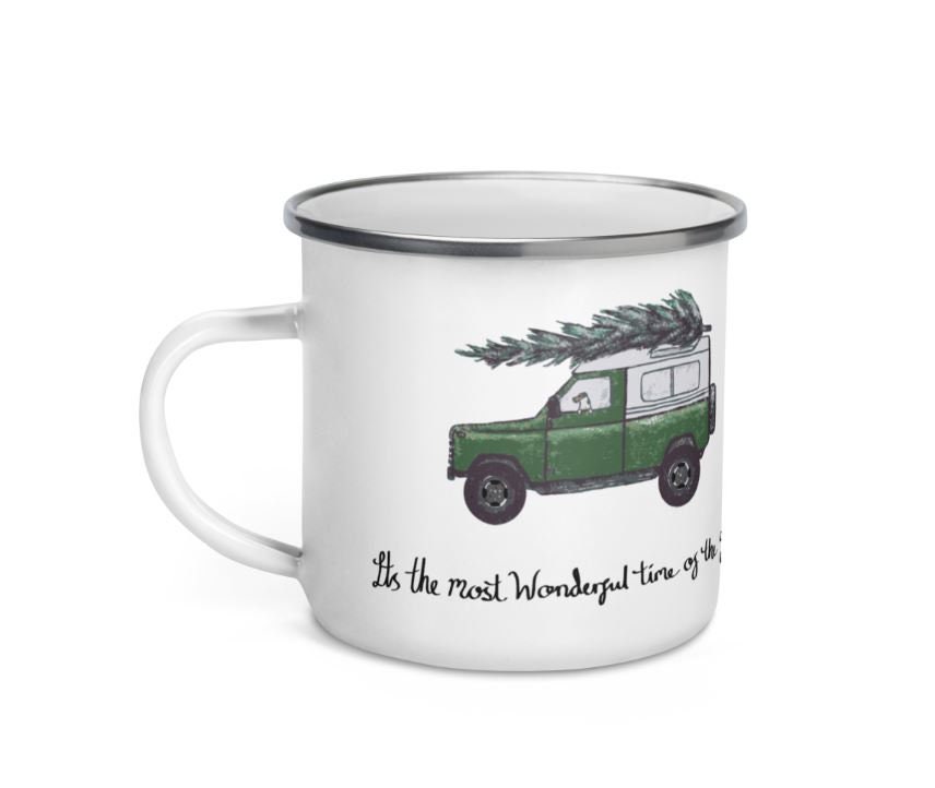 Land Rover Enamel Mug Green Land Rover Mug Christmas Land - Etsy