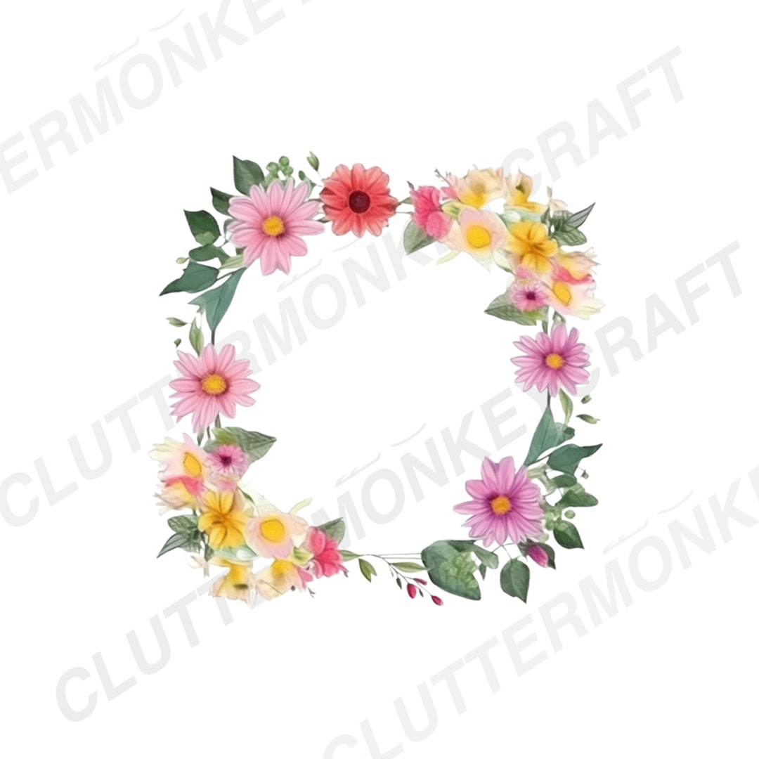 Flower Frame Digital File, PNG & PNG Transparent Files, Printable ...