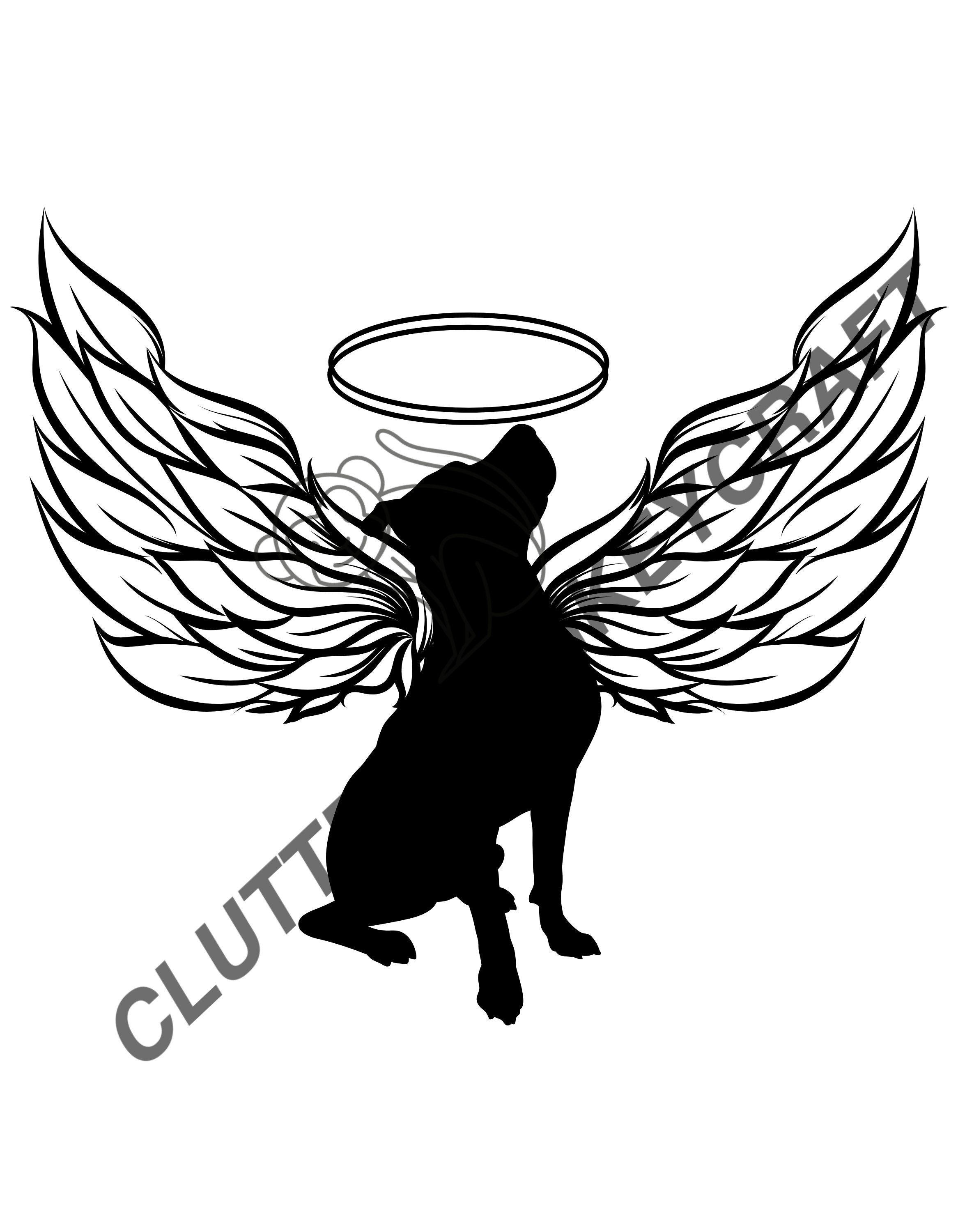 Pet Dog Memorial Svg, Set of 4 Dogs With Angle Wings, Pet Loss Svg ...