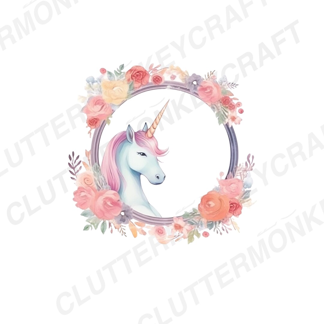 Magical Unicorn Floral Frame - Transparent Digital Overlay for ...