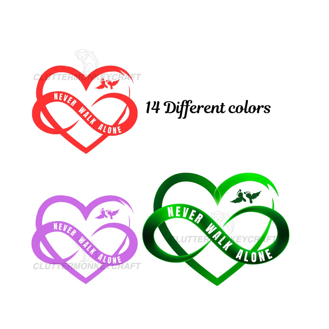 Personalized Memorial Sublimation PNG Bundle - 'never Walk Alone' Heart ...