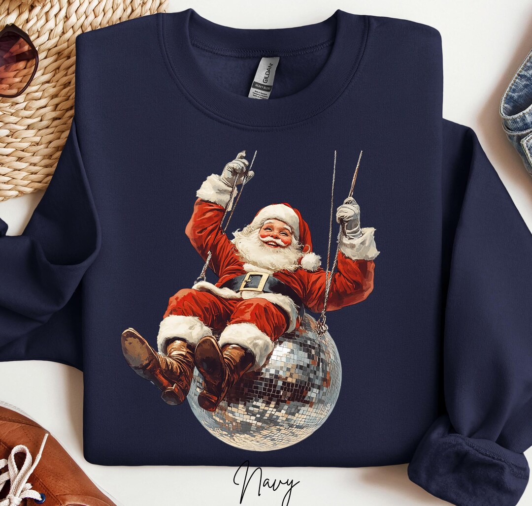 Christmas Disco Ball Wrecking Ball Santa 18000 Gildan Sweatshirt + 1717 ...