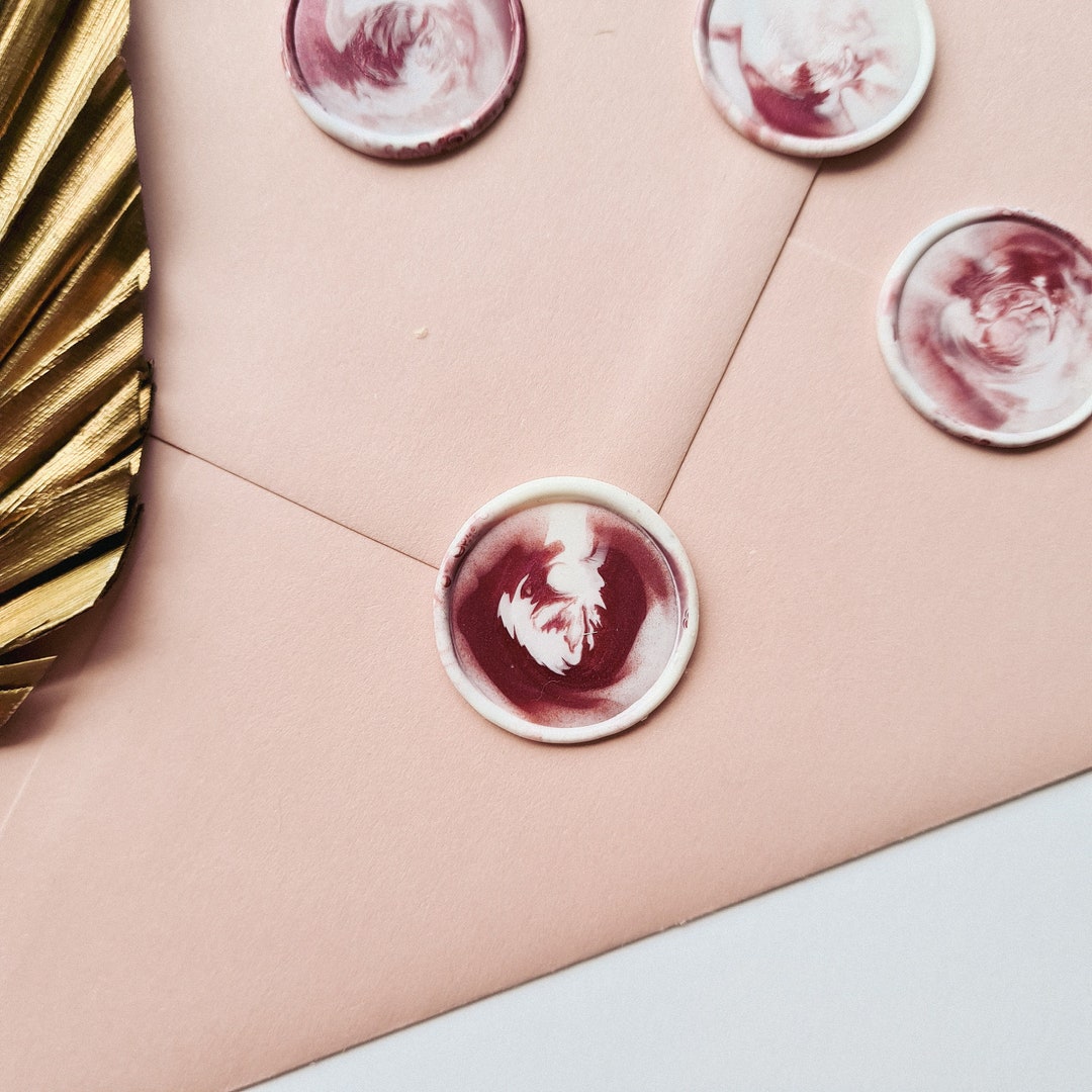White & Berry Marble Wax Seals: Self Adhesive Wedding Invitations - Etsy