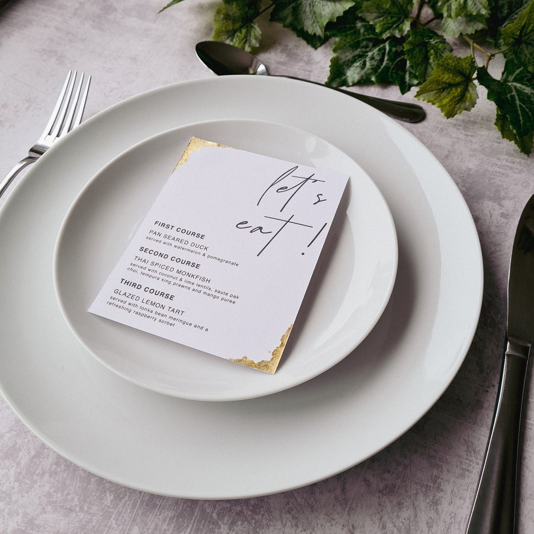 Hestia Wedding Menu Card: Gold Foil Personalised Stationery - Etsy