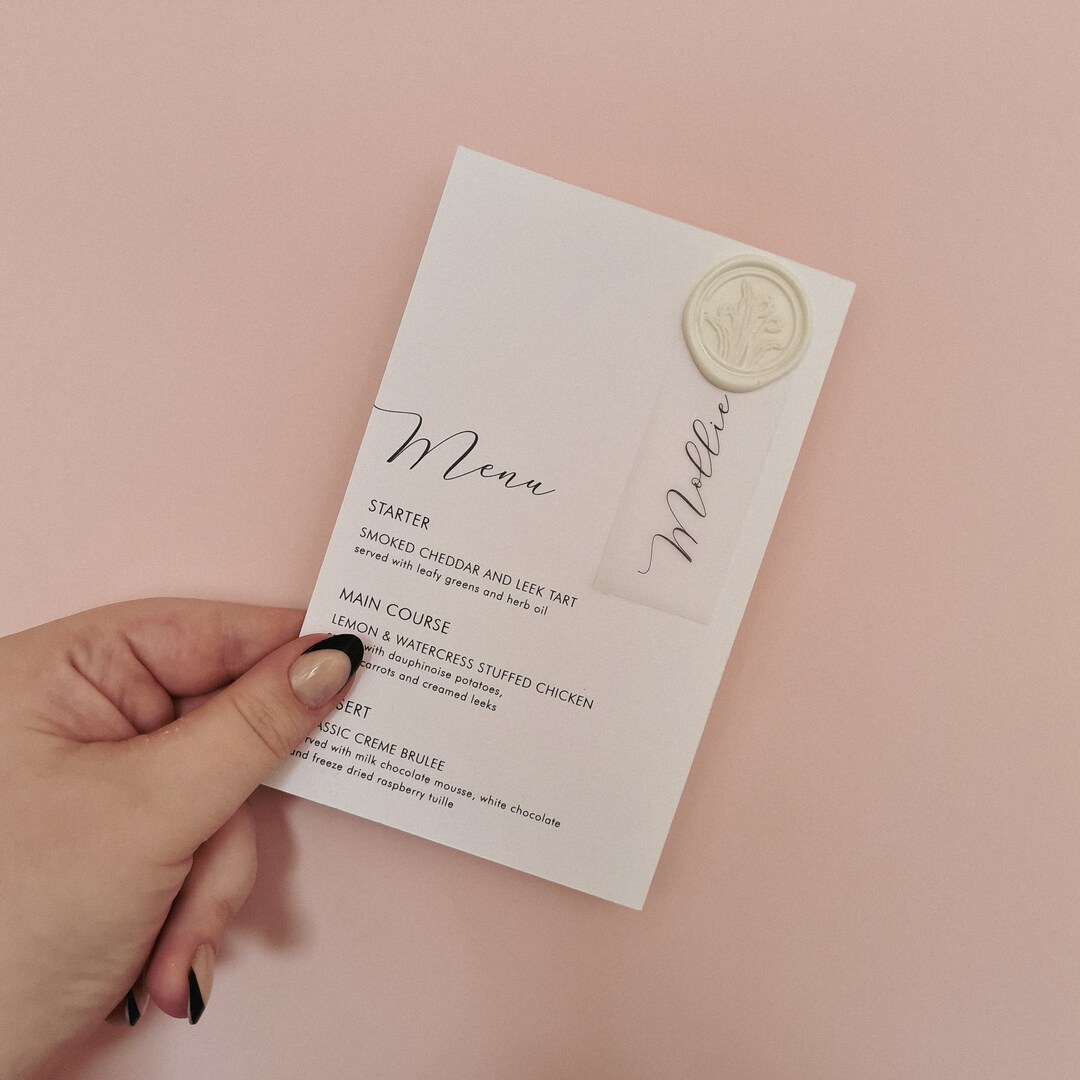 EROS WEDDING MENU Table Setting Name Card Wedding Stationery Menu ...