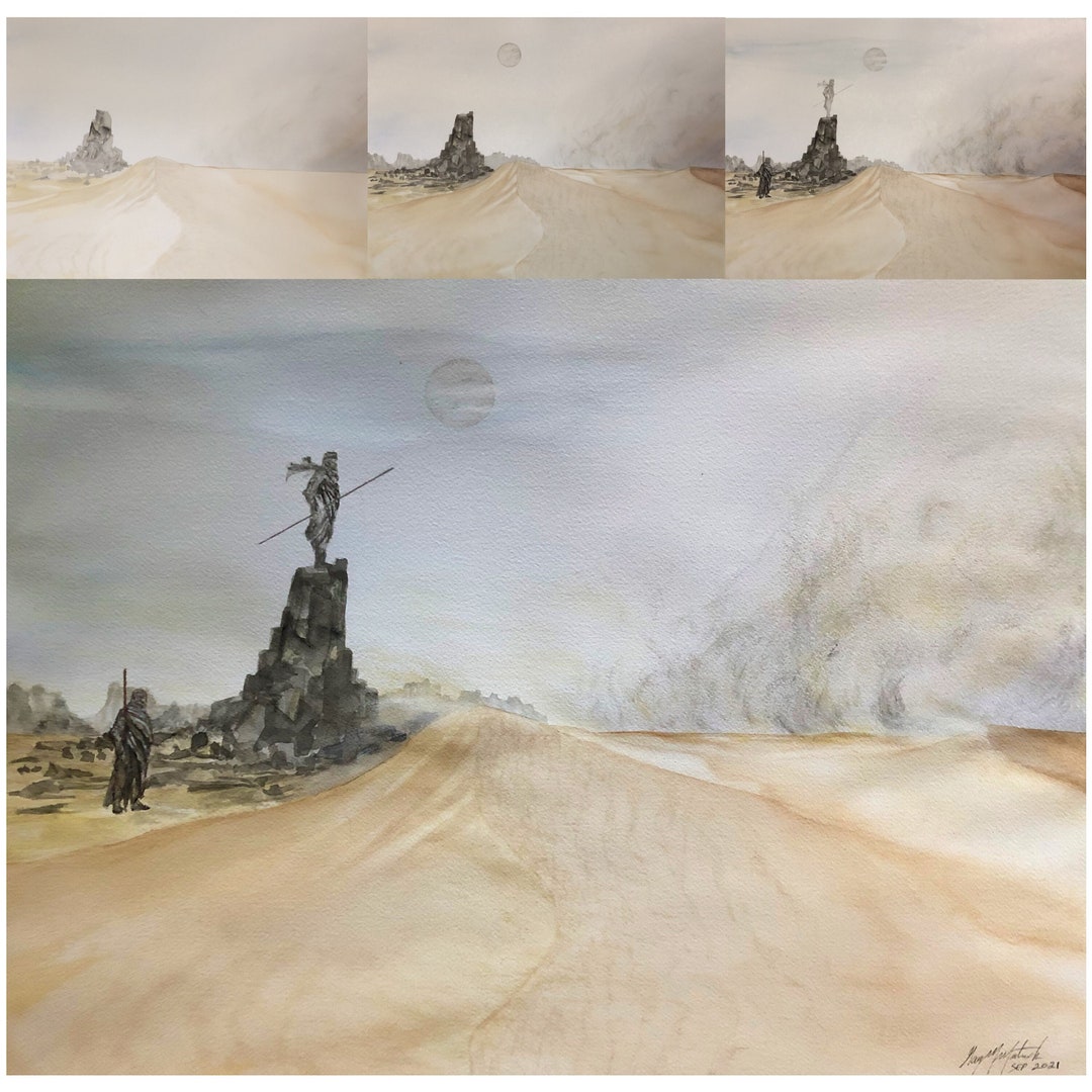 12X12 Print of Watercolor "dune Inspired Sandstorm" - Etsy