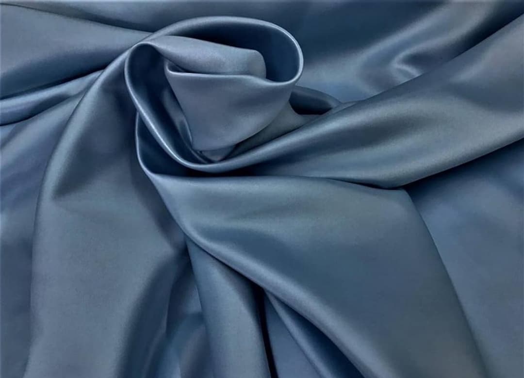 Blue Gray Thick Satin Fabric by the Yard - 3/4 Yard - Half Yard - Fat ...