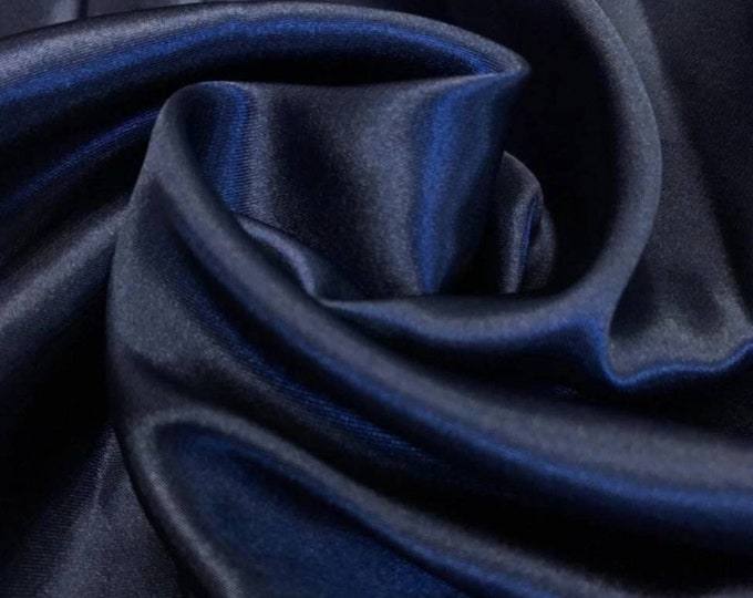 Dark Blue Satin Fabric Thick Fabric by the Yard Half Yard - Etsy