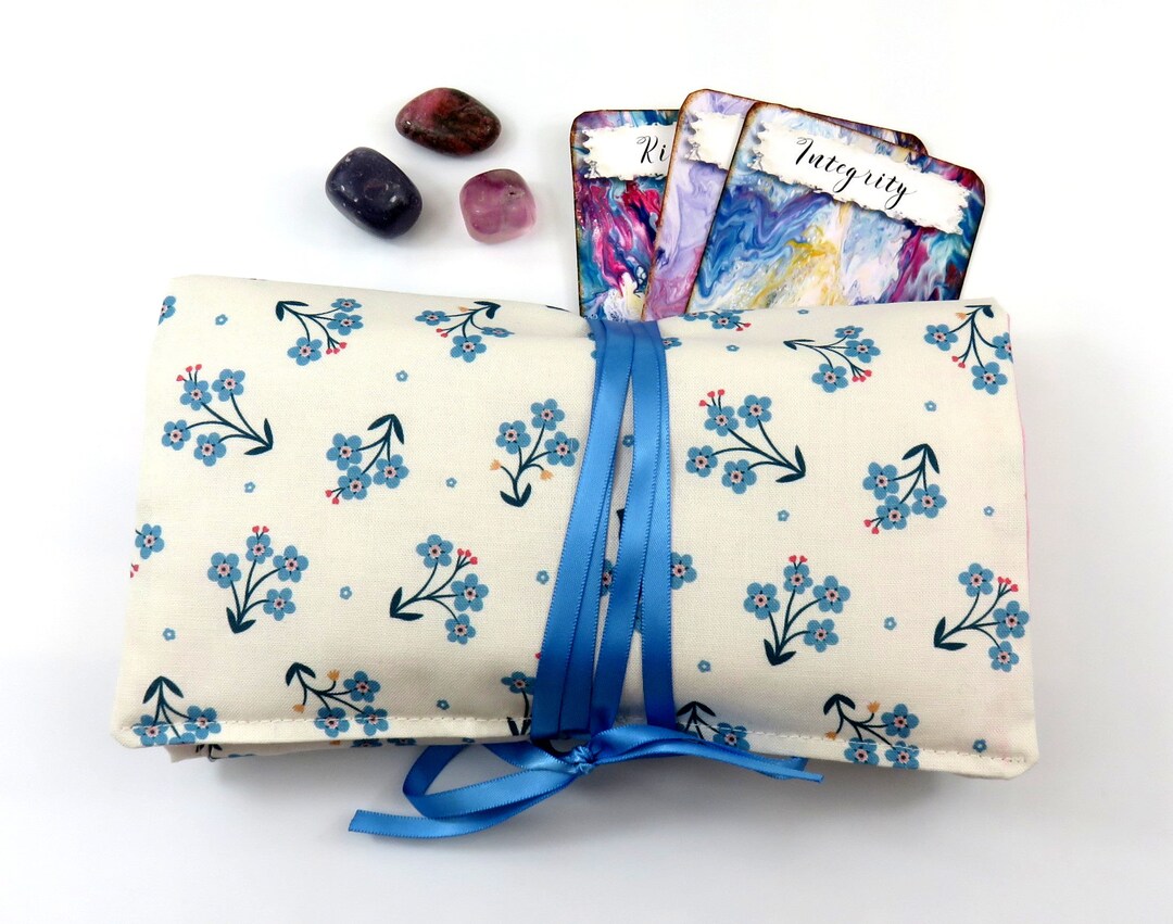 Forget-me-nots Tarot/oracle Wrap and Reading Cloth, Floral Oracle Pouch ...