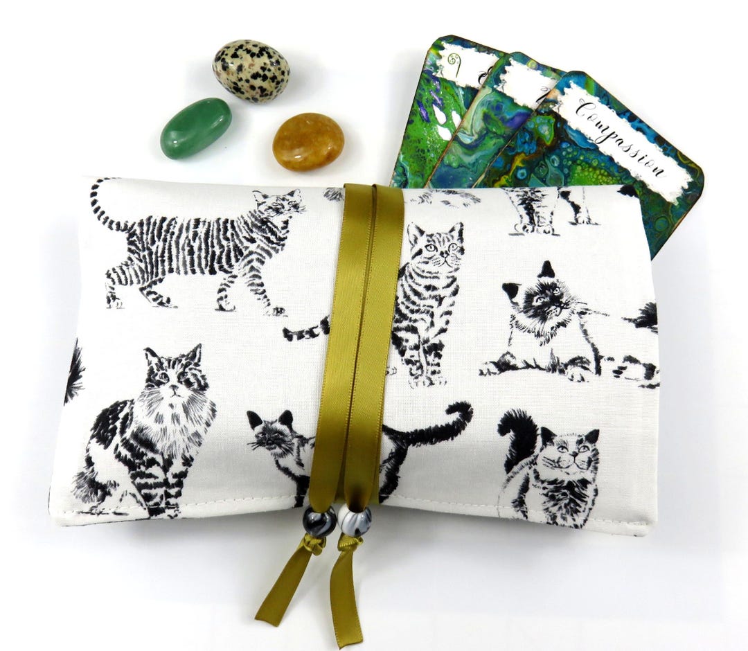 Cat Tarot/oracle Wrap and Reading Cloth, Crystal, Rune or Charm Pouch ...