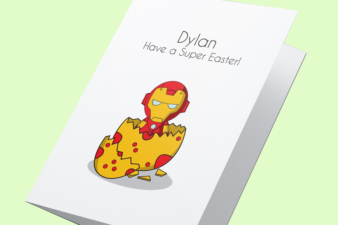 Iron Man Personalised Easter Card Happy Easter Card - Etsy.de