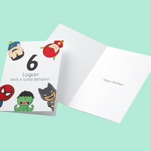 Superhero Personalised Birthday Card, Boys Birthday Card, Girls ...