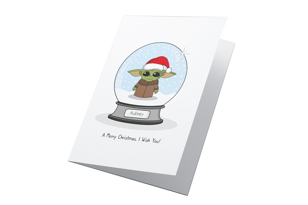 Baby Yoda Snow Globe! Personalised Christmas Card, Star Wars Christmas ...