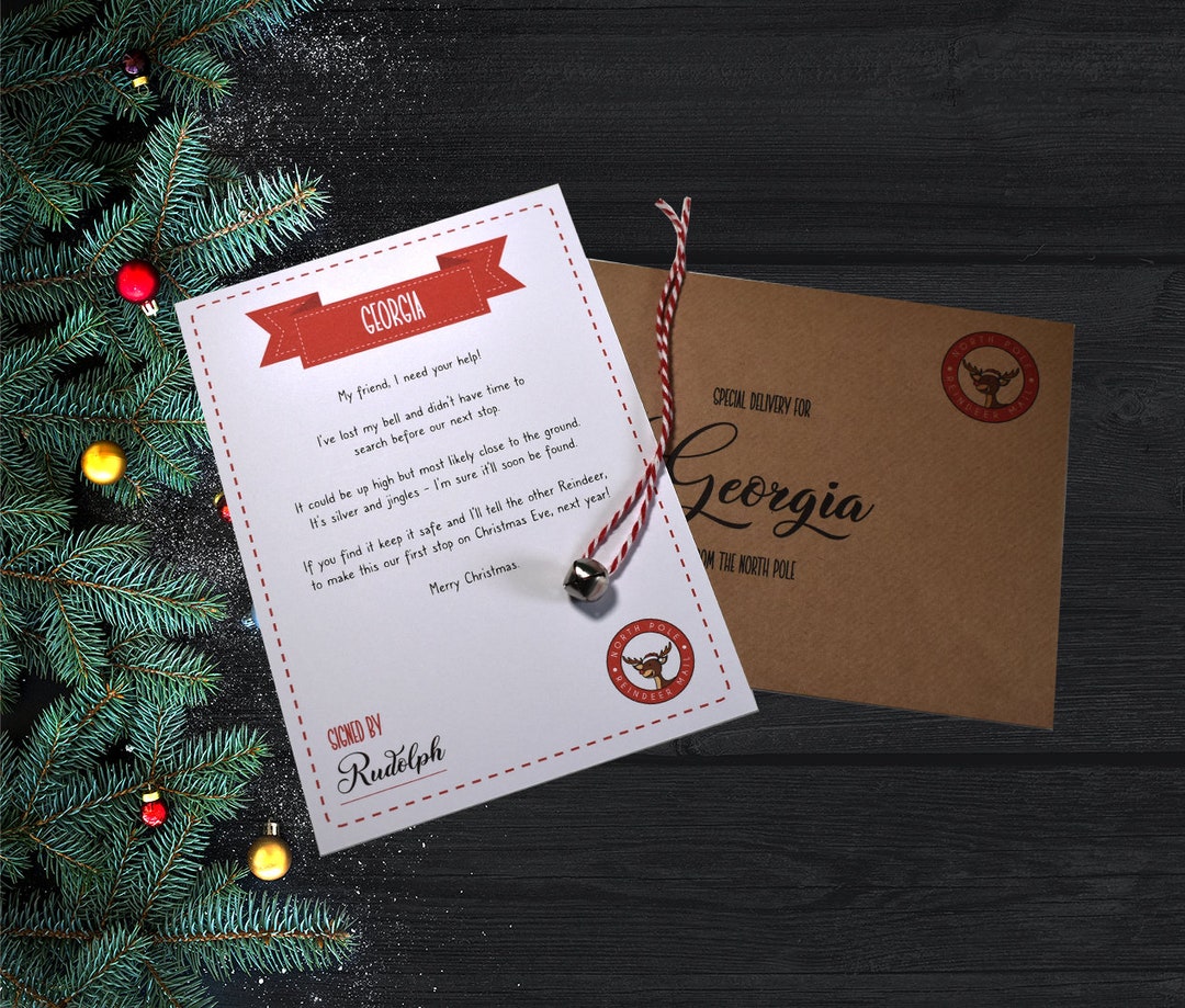 Rudolph Missing Bell Certificate Card Print, Personalised Rudolph ...