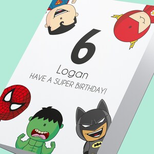 Superhero Personalised Birthday Card, Boys Birthday Card, Girls ...