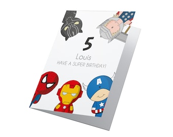 Superhero Birthday Card - Etsy