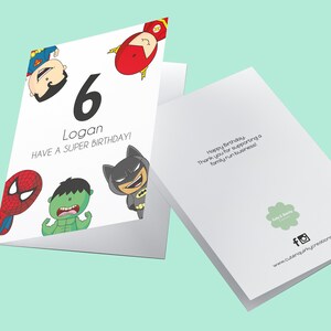 Superhero Personalised Birthday Card, Boys Birthday Card, Girls ...