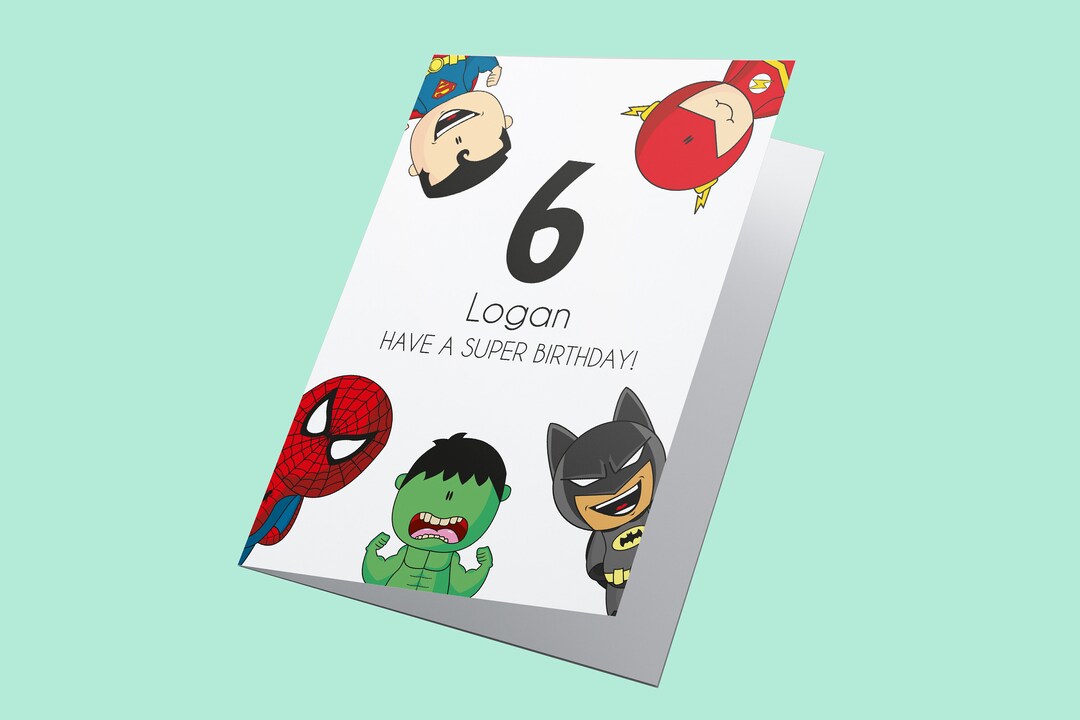 Superhero Personalised Birthday Card, Boys Birthday Card, Girls ...